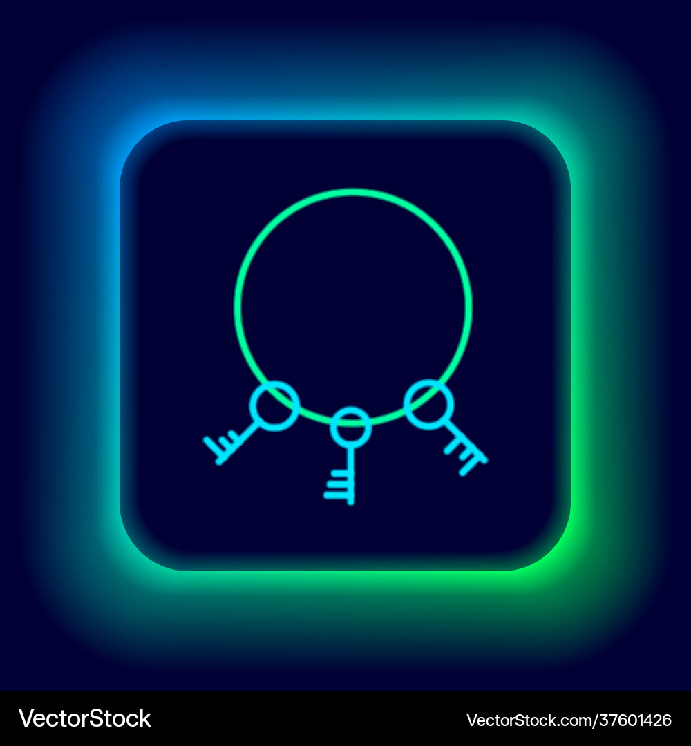Glowing neon line old keys icon isolated on black Vector Image