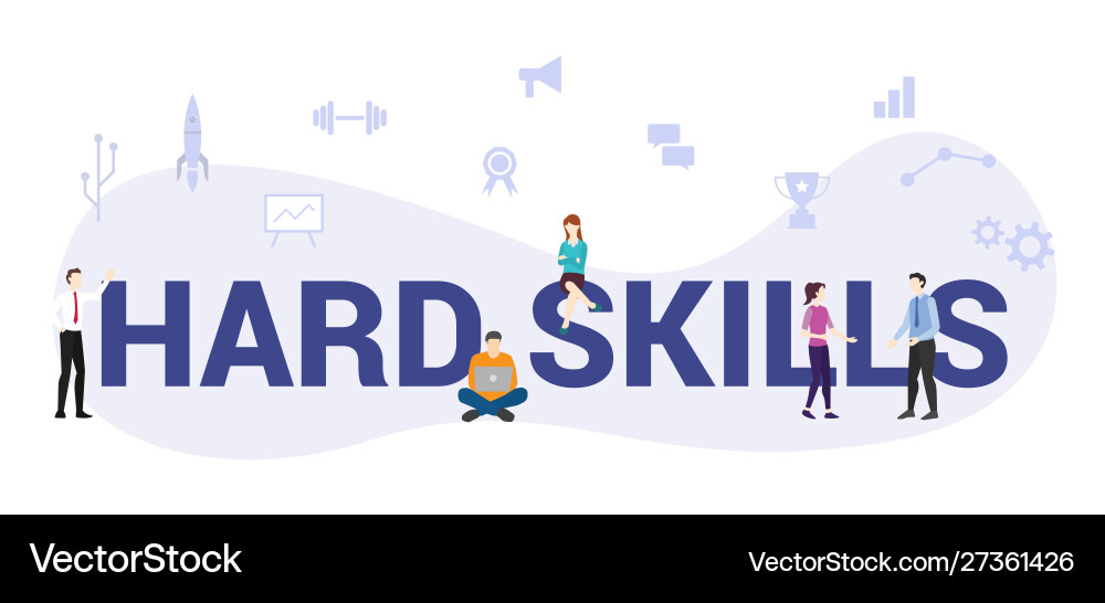 Hard skills concept with big word or text Vector Image