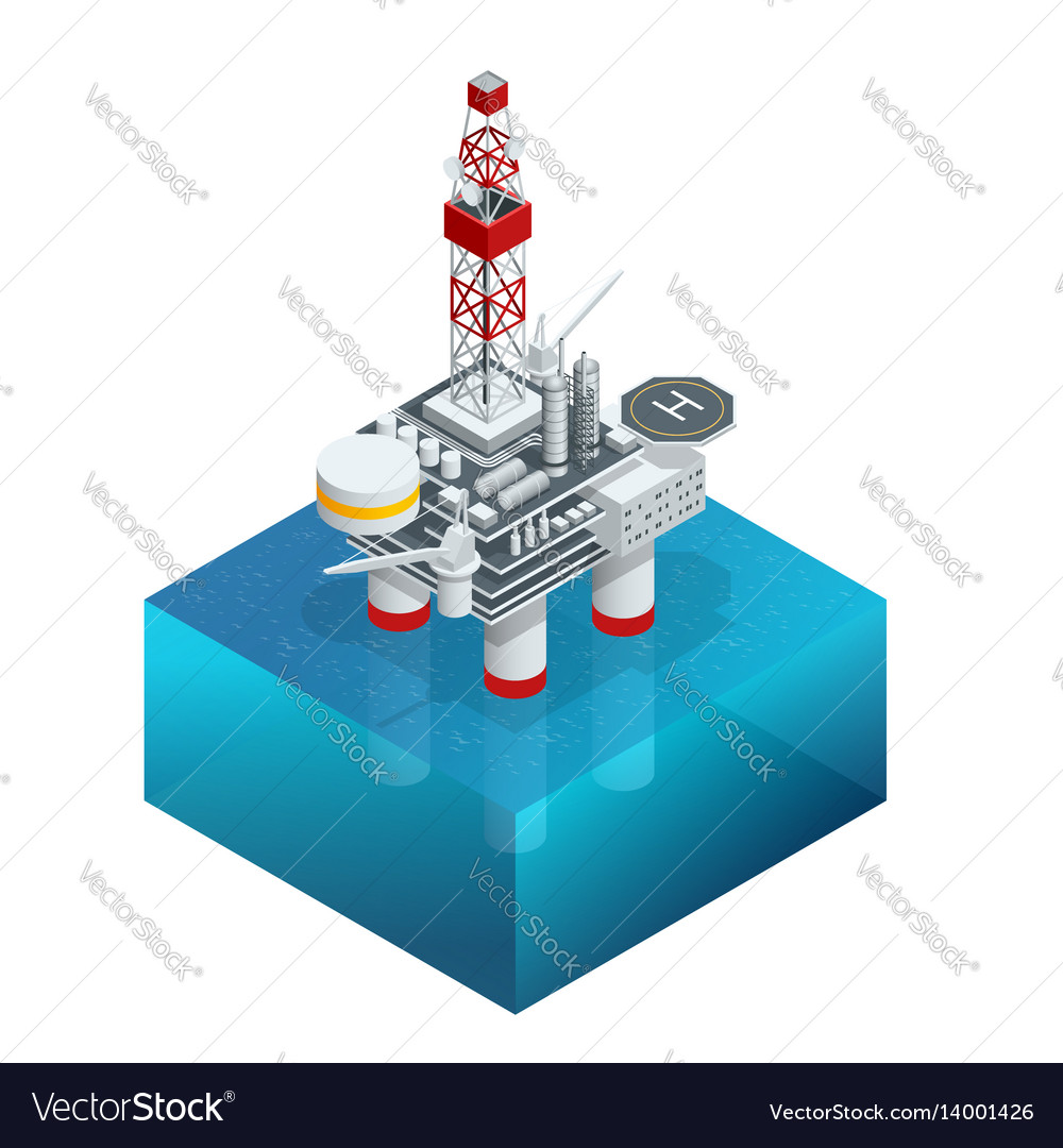 Isometric platform for production oil and gas oil Vector Image