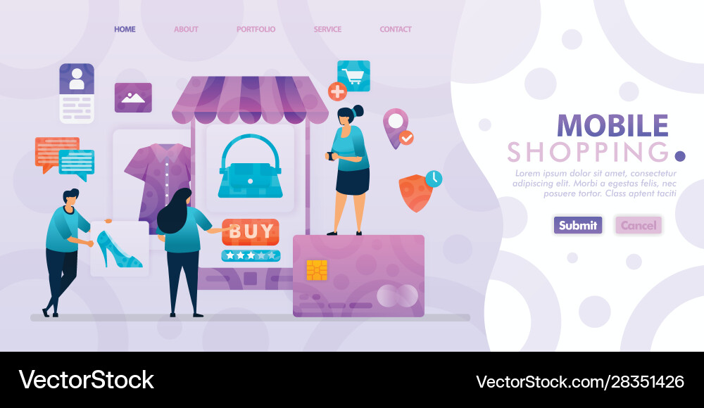 Landing page design mobile shopping with flat Vector Image