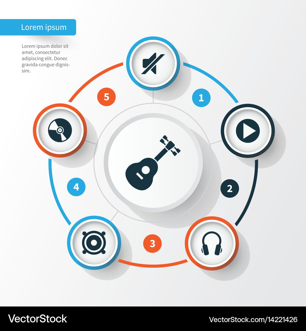 Music icons set collection start cd silence Vector Image