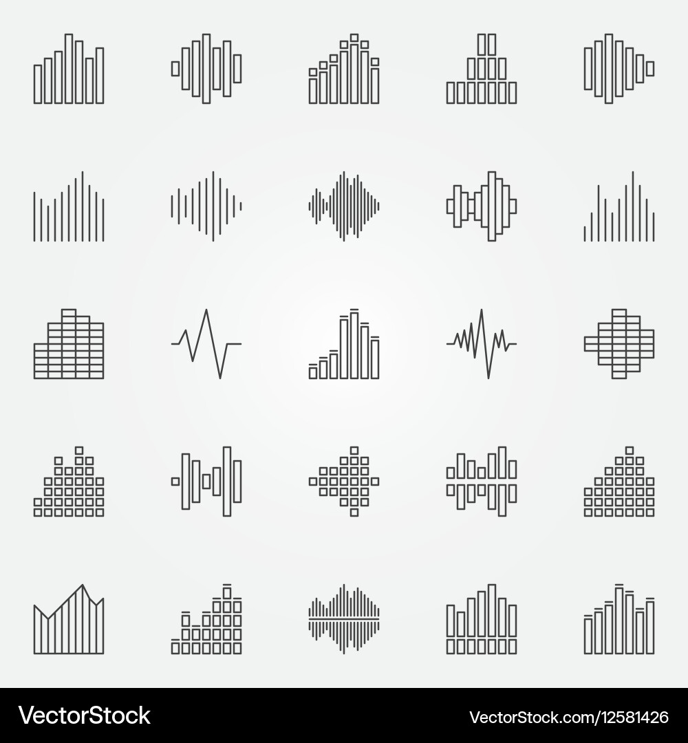 Music sound wave icons set Royalty Free Vector Image