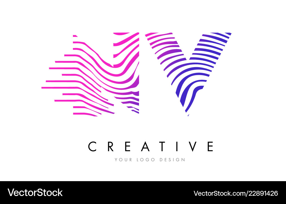 Nv n v zebra lines letter logo design Royalty Free Vector