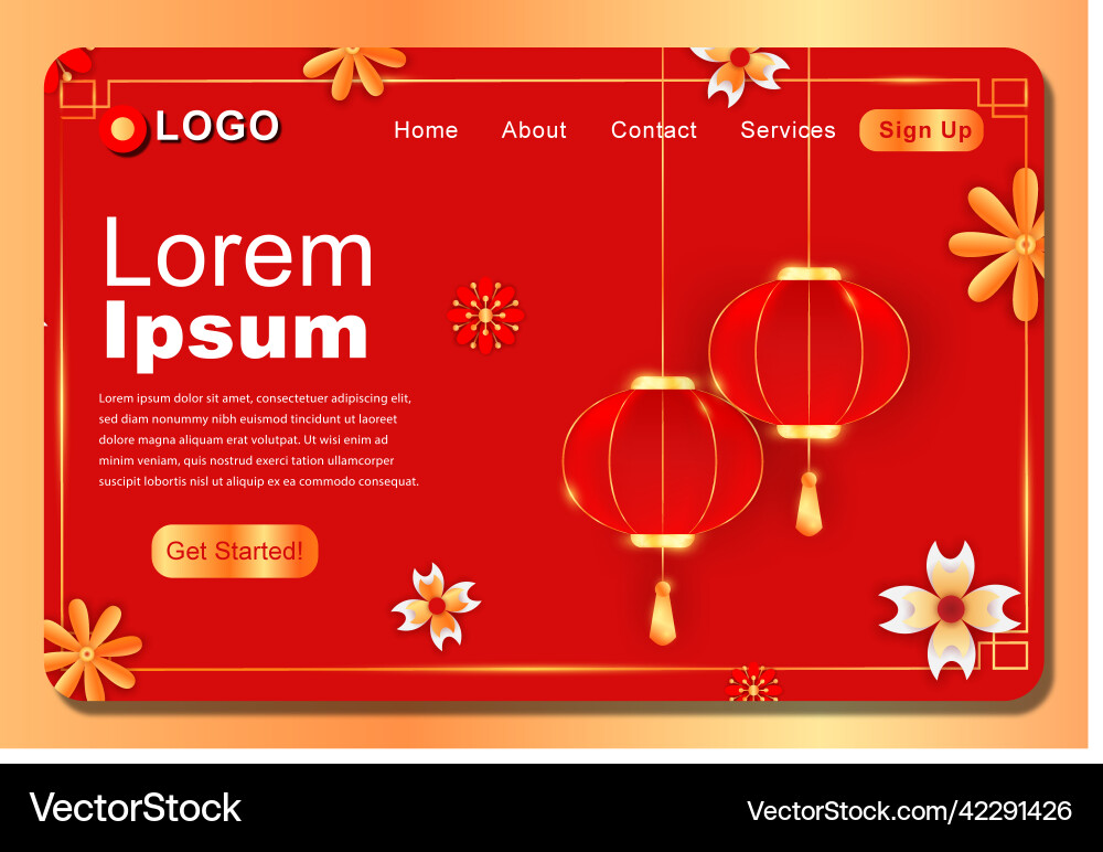 Oriental chinese landing page template design Vector Image