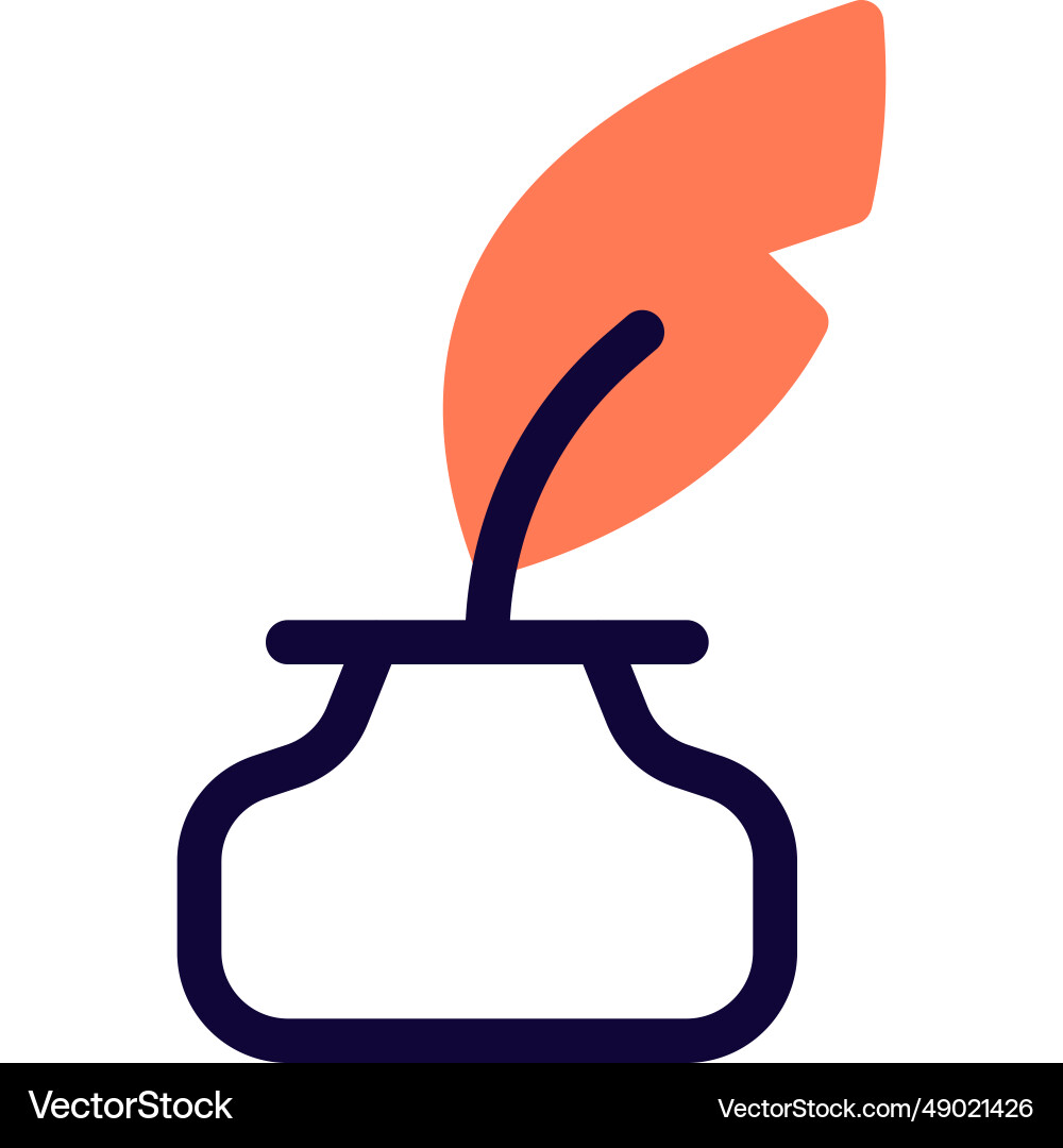 Quill with inkpot used for writing Royalty Free Vector Image