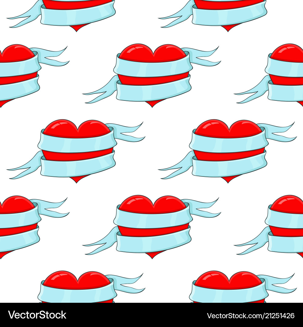 Red heart with blue ribbon colored doodle Vector Image