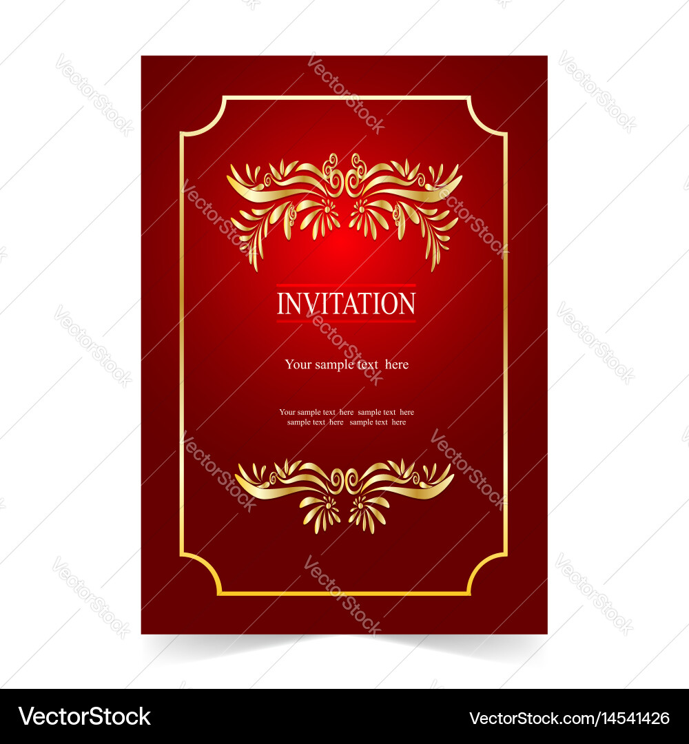 Red invitation card wedding with ornamental Vector Image