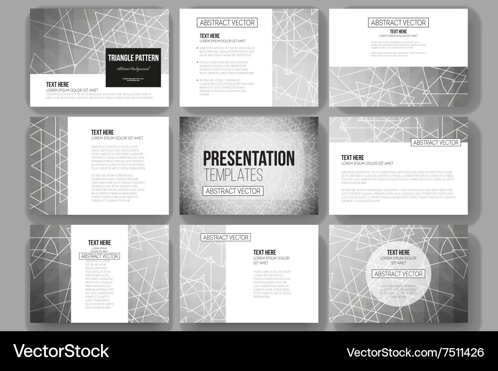 Set of 9 templates for presentation slides Vector Image