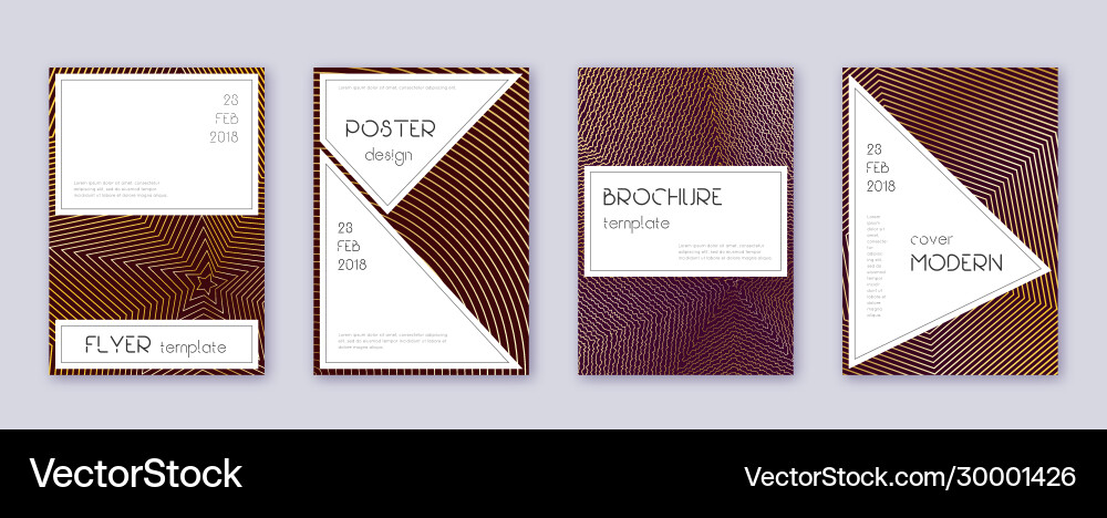 Stylish brochure design template set gold abstract