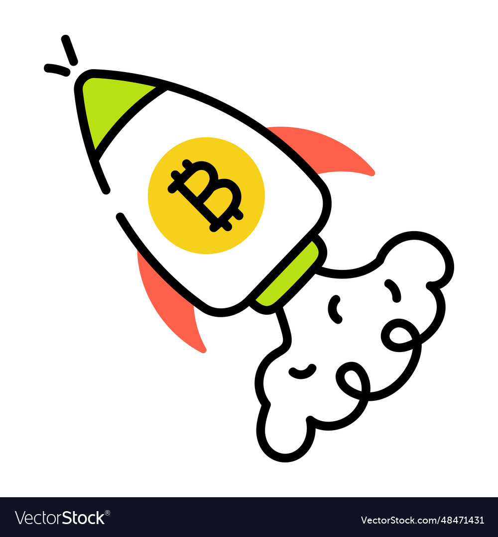 Bitcoin launch Royalty Free Vector Image - VectorStock