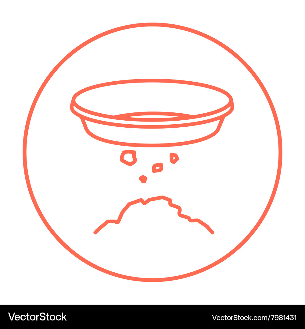 Bowl for sifting gold line icon Royalty Free Vector Image