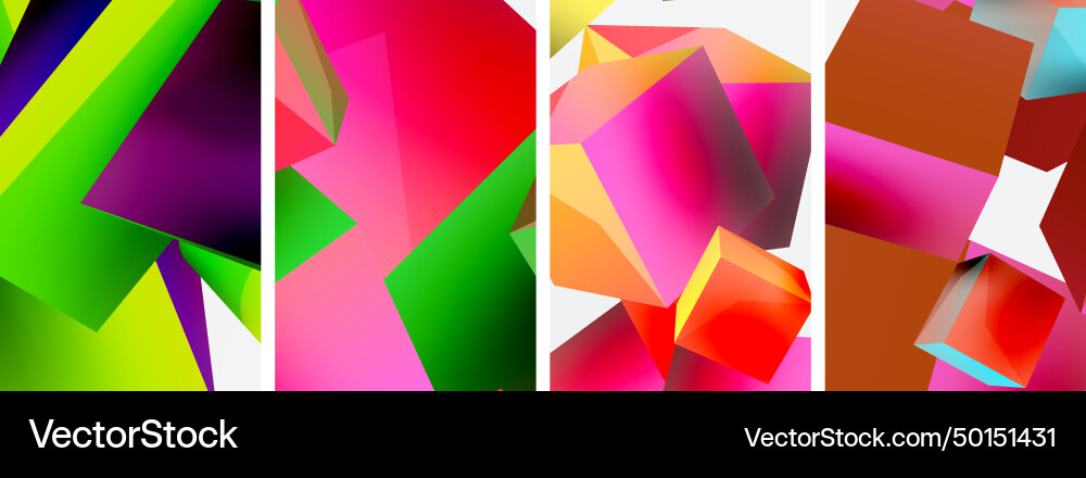 Composition of 3d cubes and other geometric Vector Image