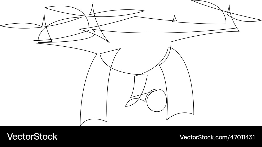 Continuous one line drawing of flying drone Vector Image