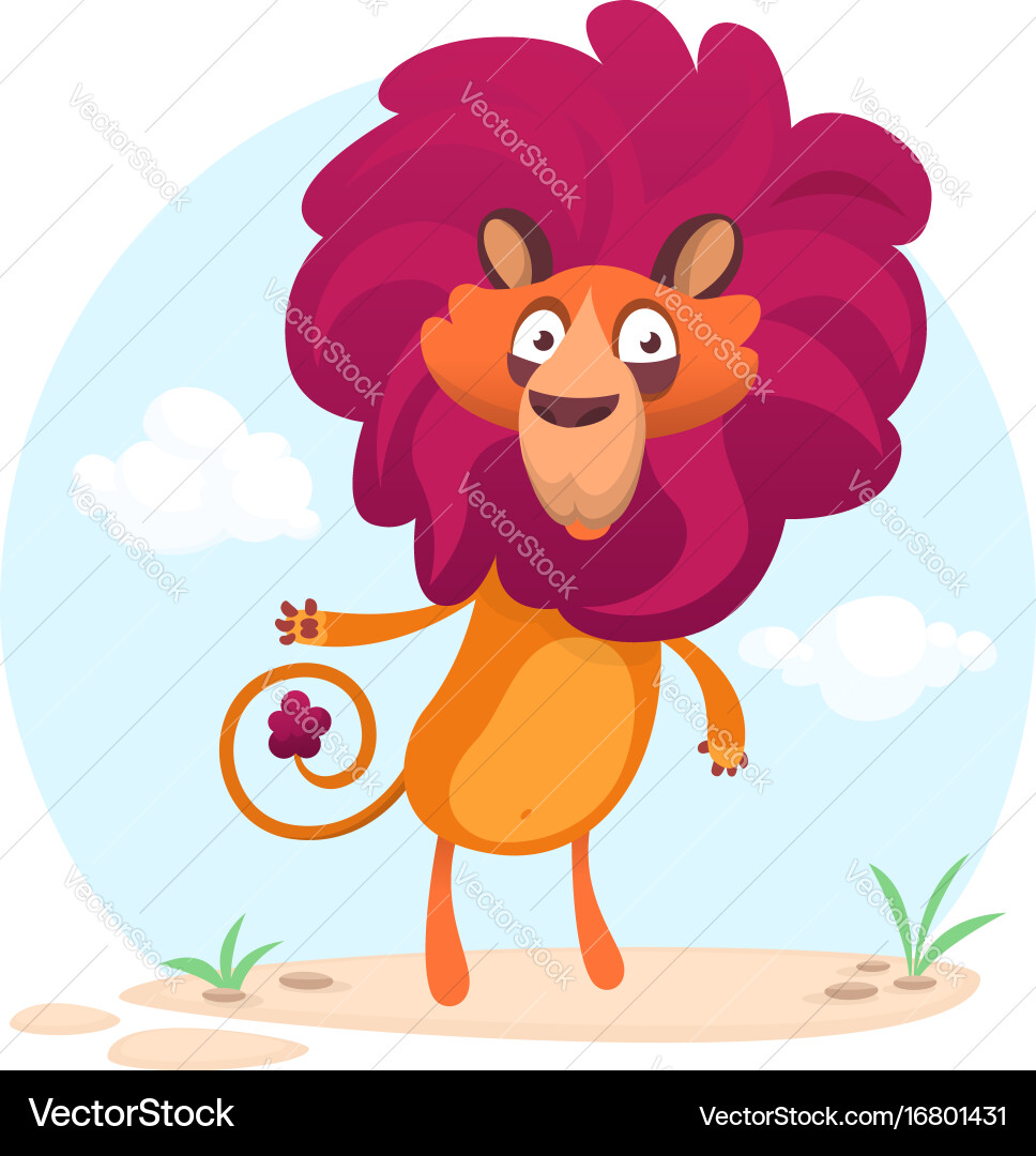 Cute cartoon lion character Royalty Free Vector Image