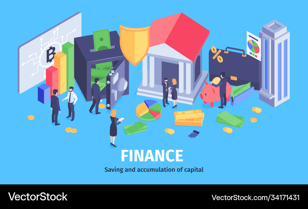 Finance isometric composition Royalty Free Vector Image