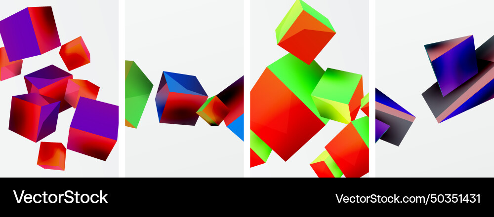 Flying 3d shapes cubes and other geometric Vector Image