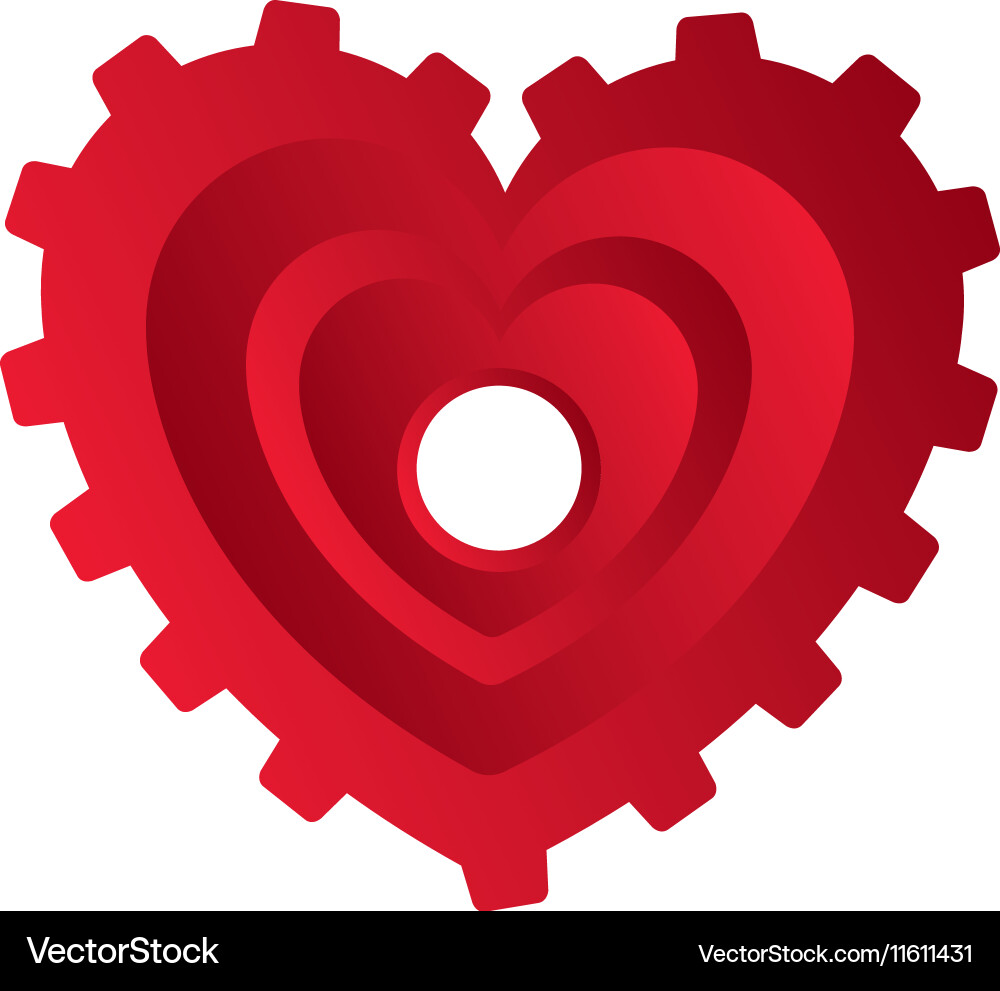 Gear shape heart cartoon icon image Royalty Free Vector