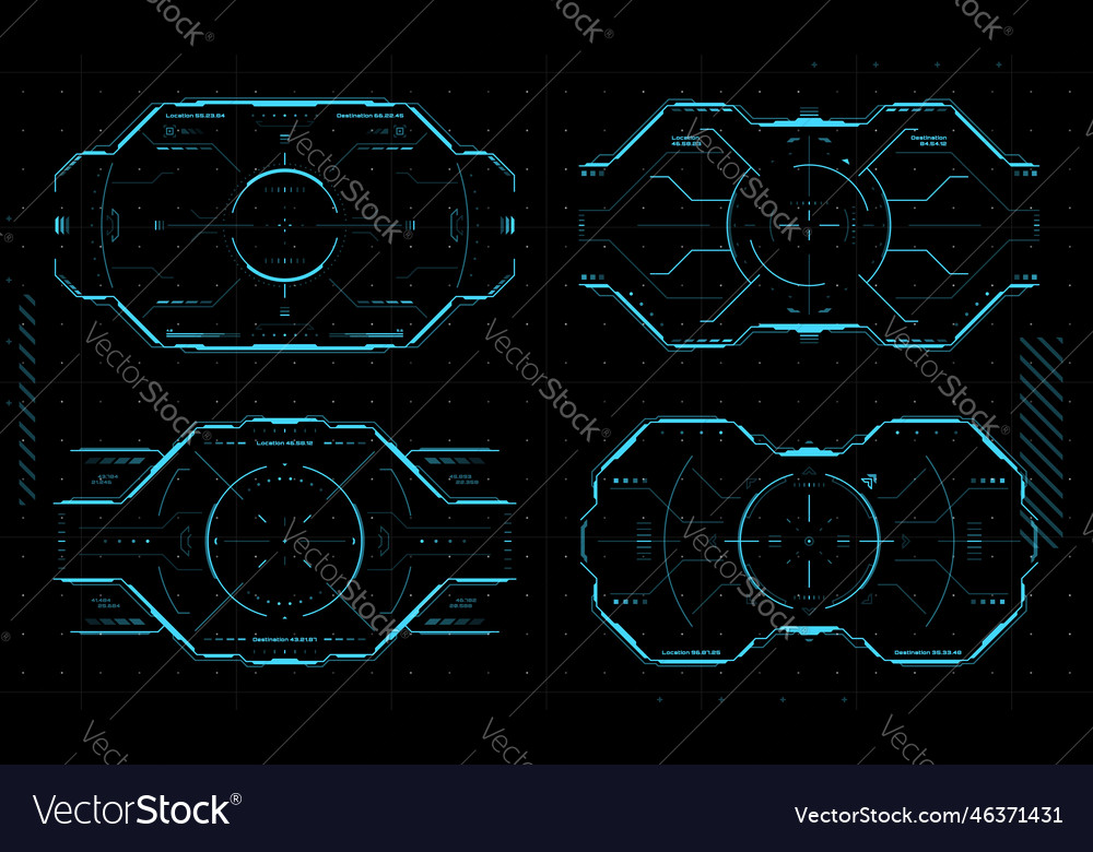 Hud aim control target frames ui game interface Vector Image