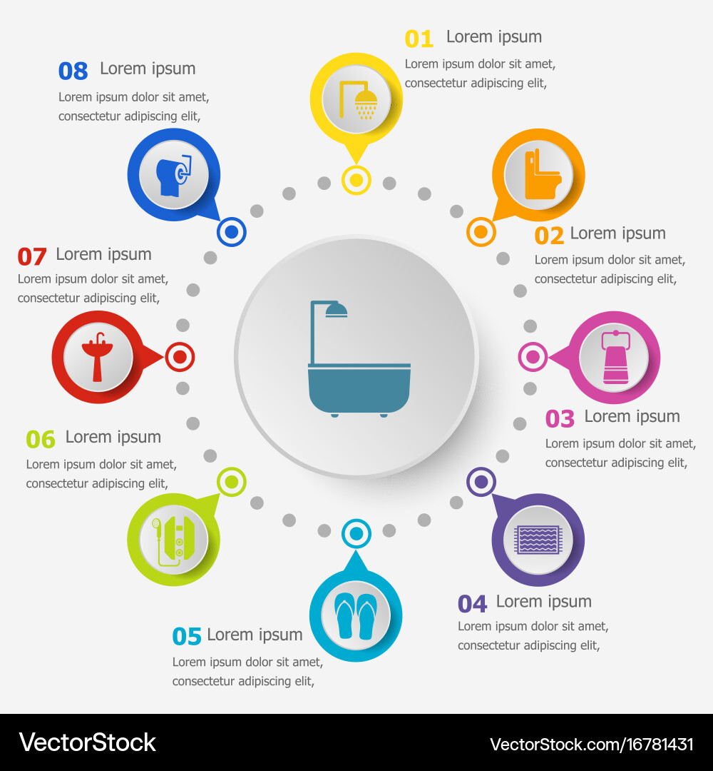 Infographic template with bathroom icons Vector Image