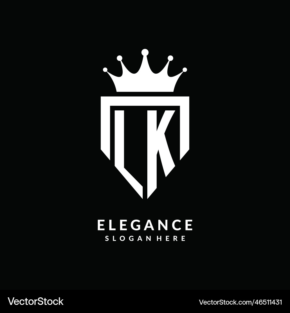 Letter lk logo monogram emblem style with crown Vector Image