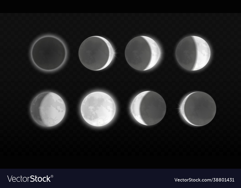 Moon eclipse different phases astronomy Royalty Free Vector