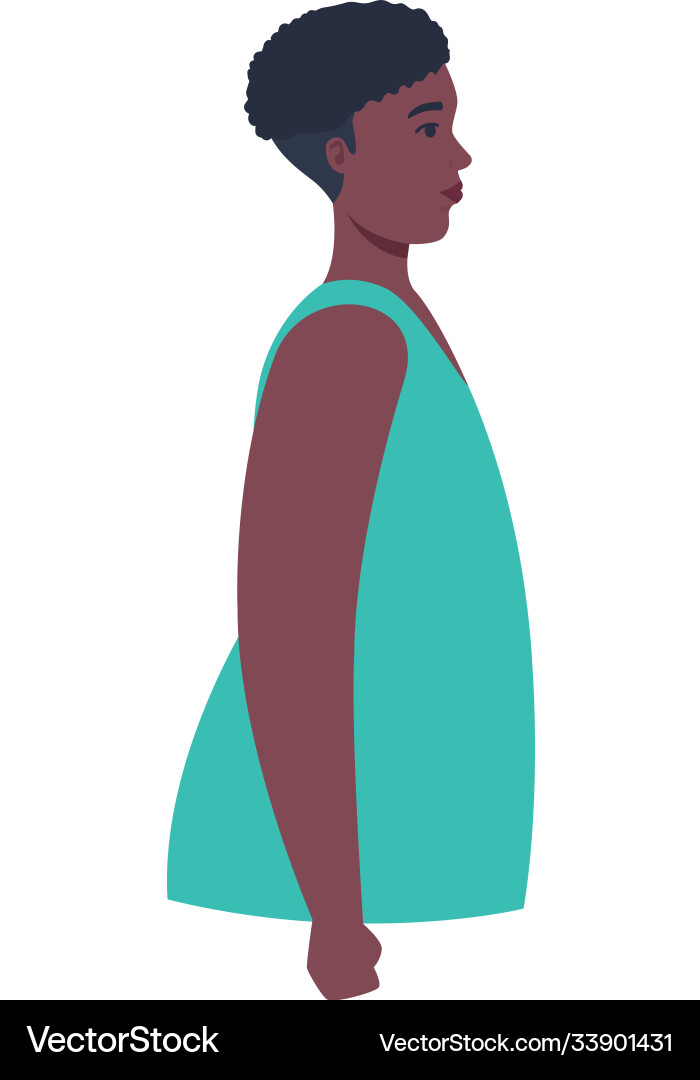 Plus size black woman cartoon side view Royalty Free Vector