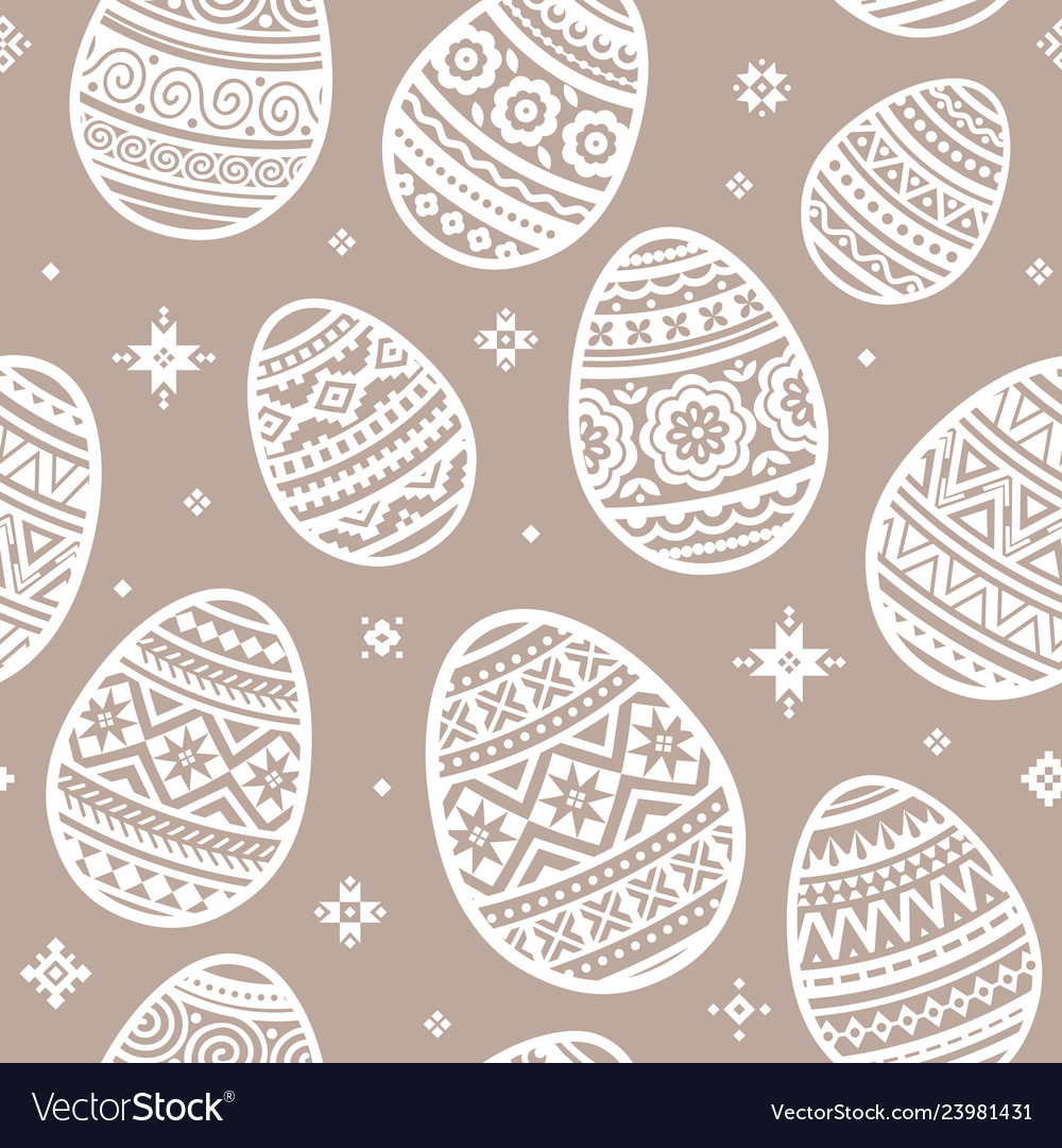 Seamless pattern white easter egg flat Royalty Free Vector