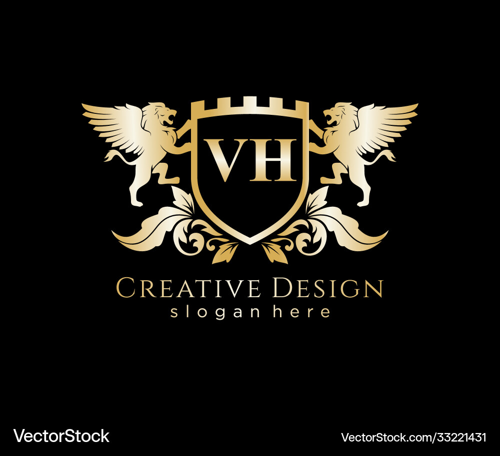 Vh letter initial with lion royal logo template Vector Image