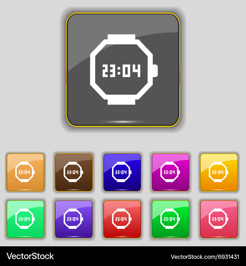 Wristwatch icon sign set with eleven colored Vector Image