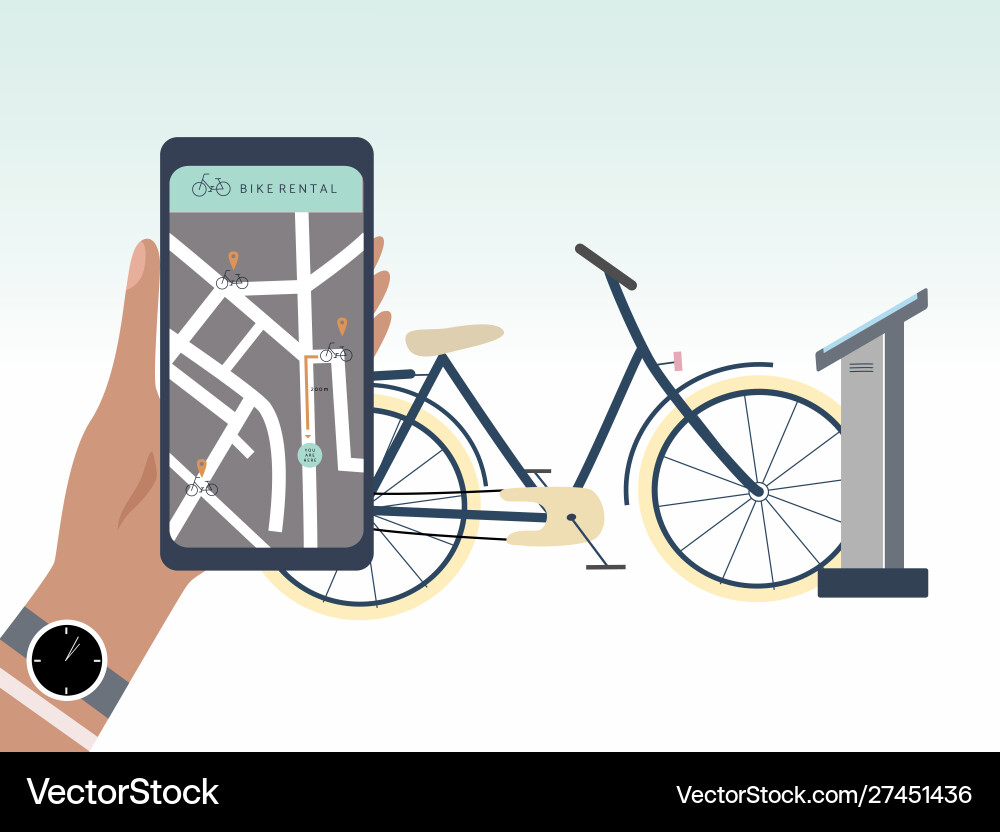 Bike sharing or rental concept Royalty Free Vector Image