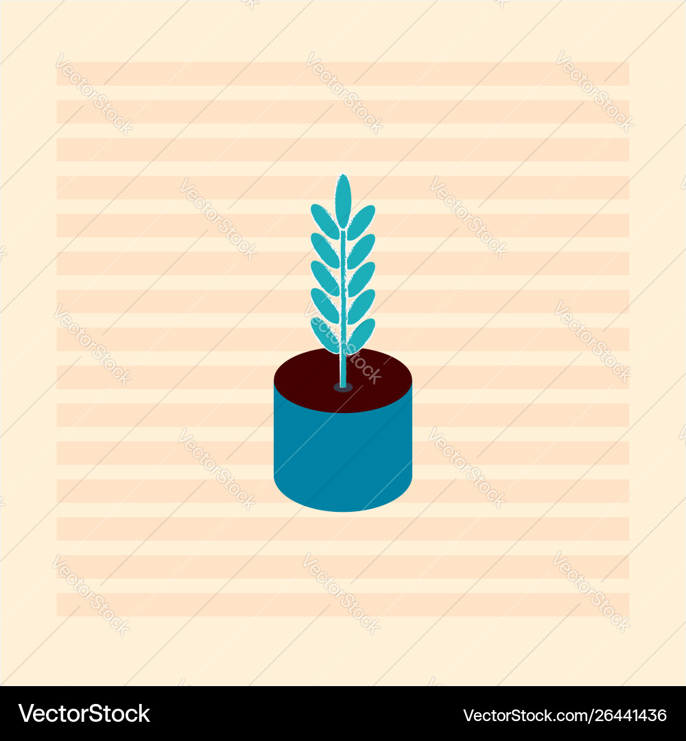 Blue plant in pot on white background Royalty Free Vector