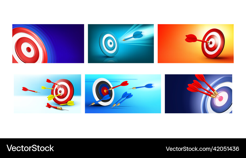 Business target achievement set posters Royalty Free Vector