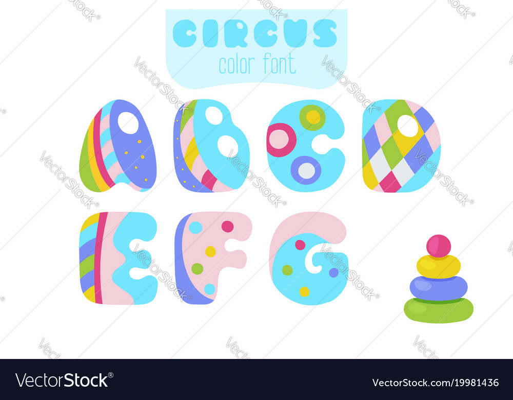Cartoon style letters a b c d e f g and Royalty Free Vector
