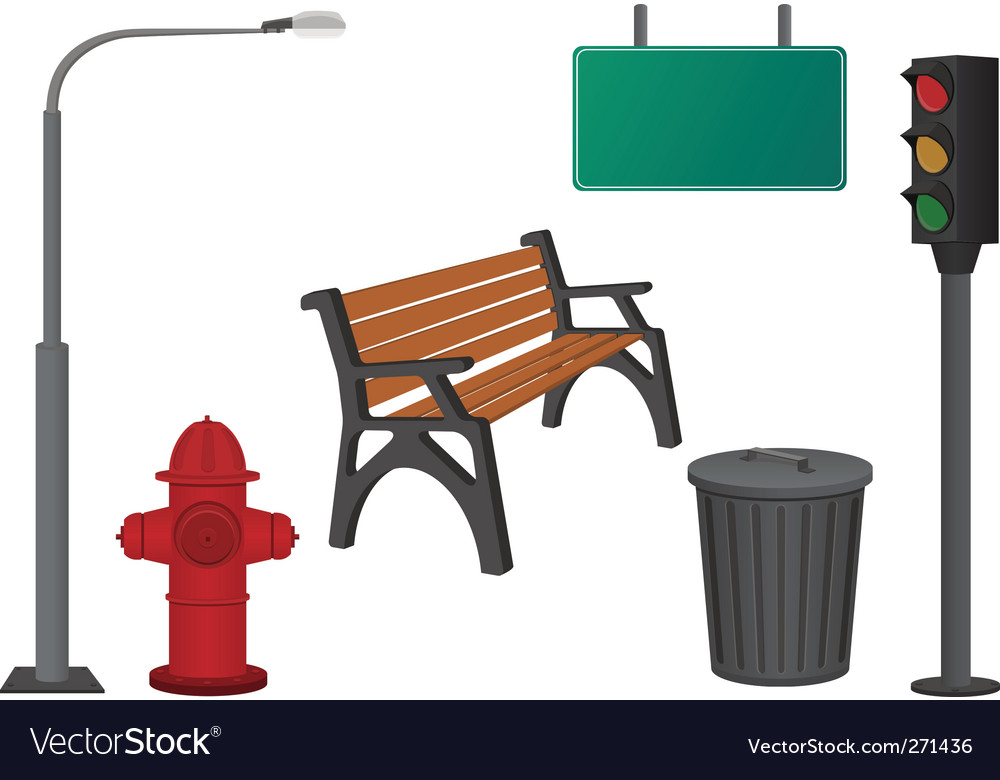 City objects Royalty Free Vector Image - VectorStock