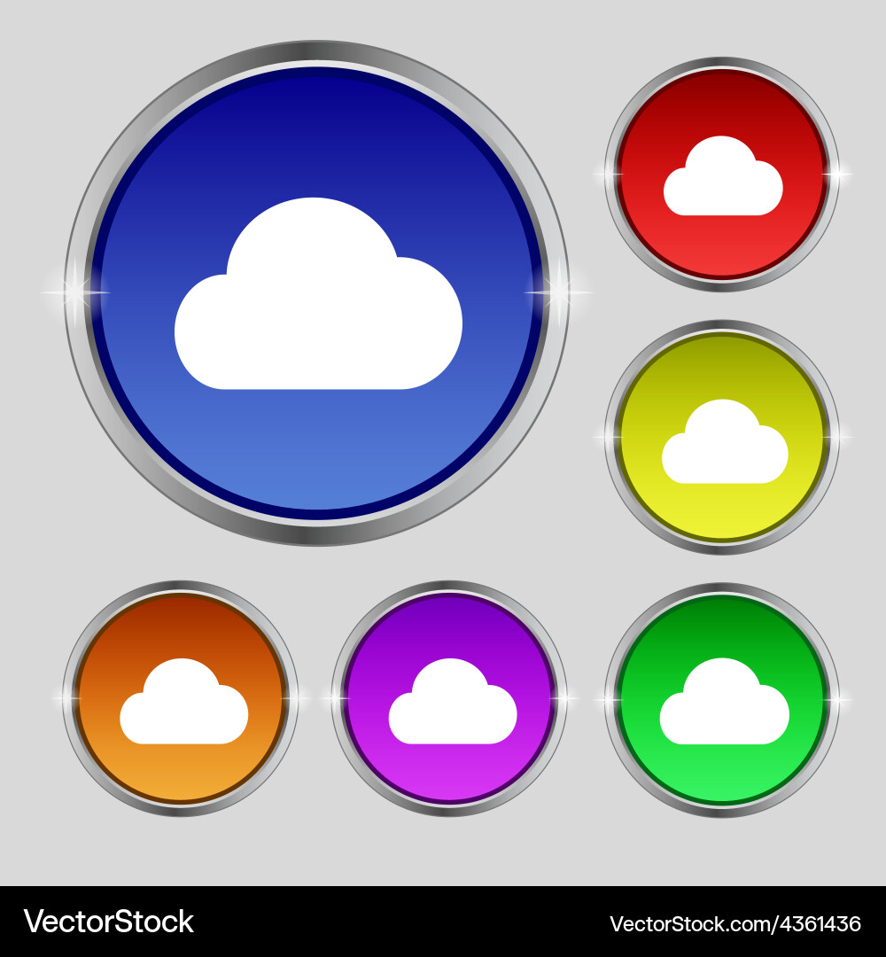 Cloud icon sign round symbol on bright colourful Vector Image