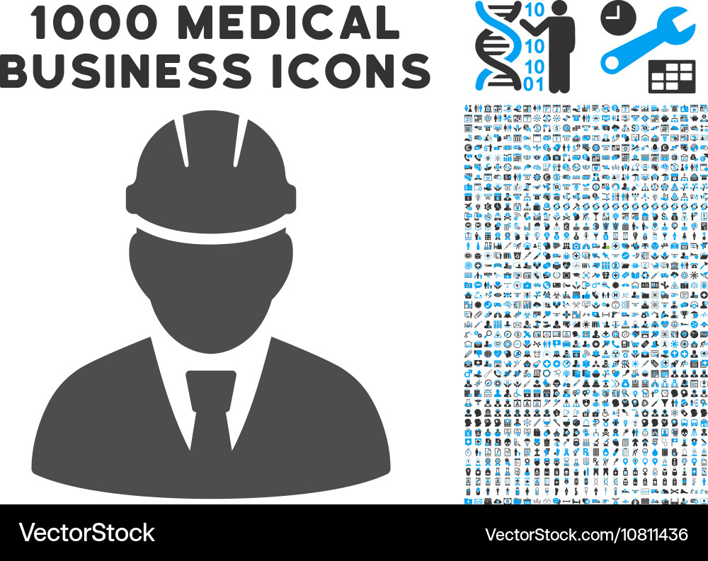 Engineer icon with 1000 medical business Vector Image