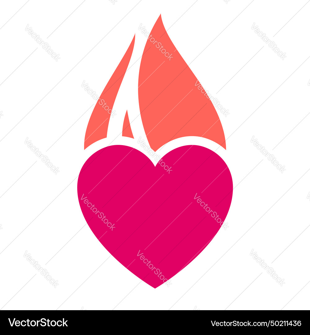 Fire flame icon hot heart symbol Royalty Free Vector Image