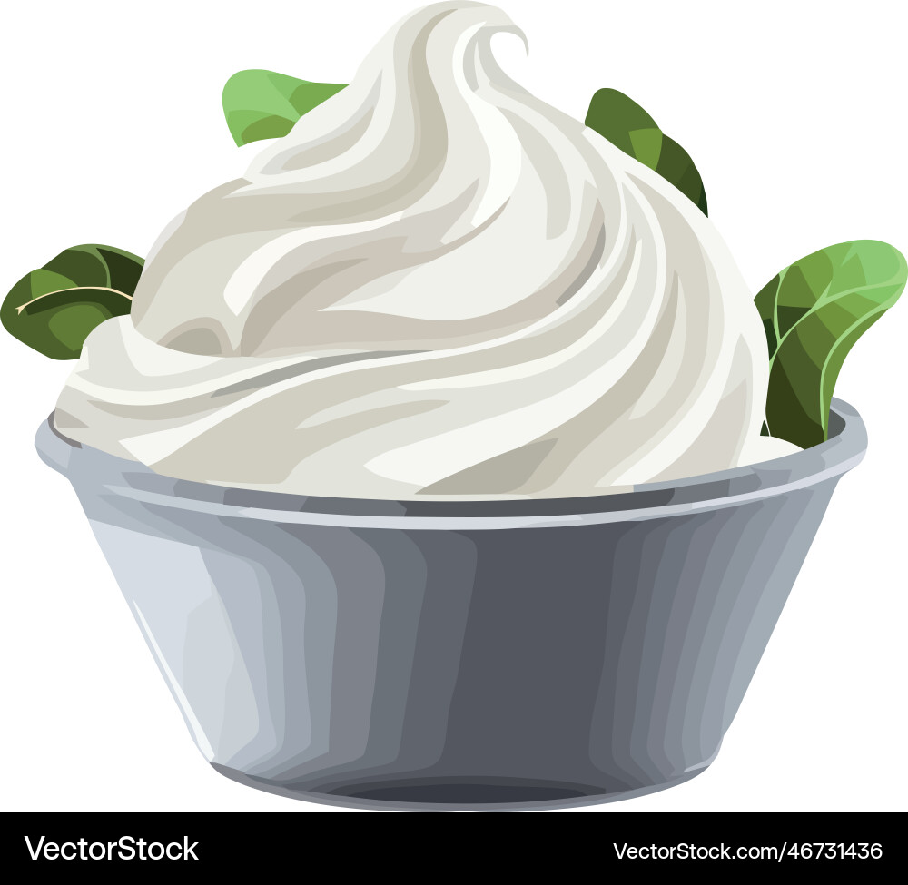 Fresh organic cream meal in bowl Royalty Free Vector Image