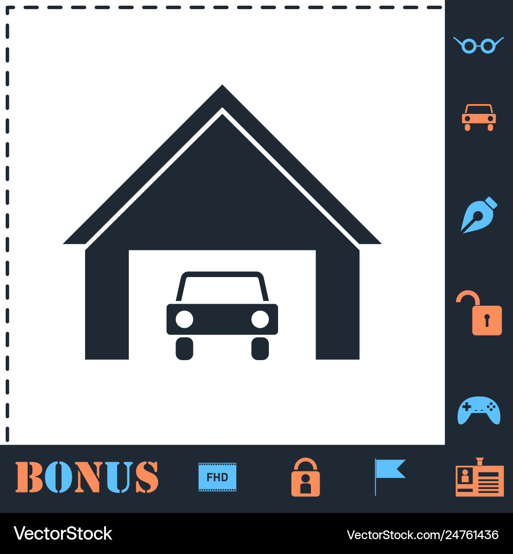 Garage car icon flat Royalty Free Vector Image