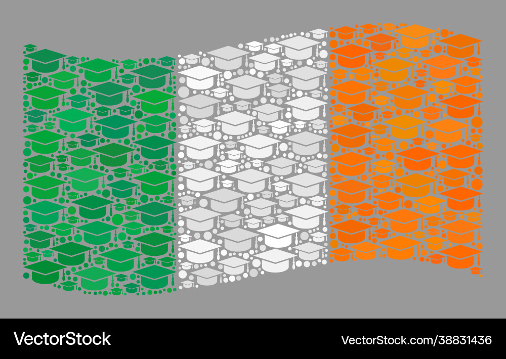 Graduation waving ireland flag - collage Vector Image