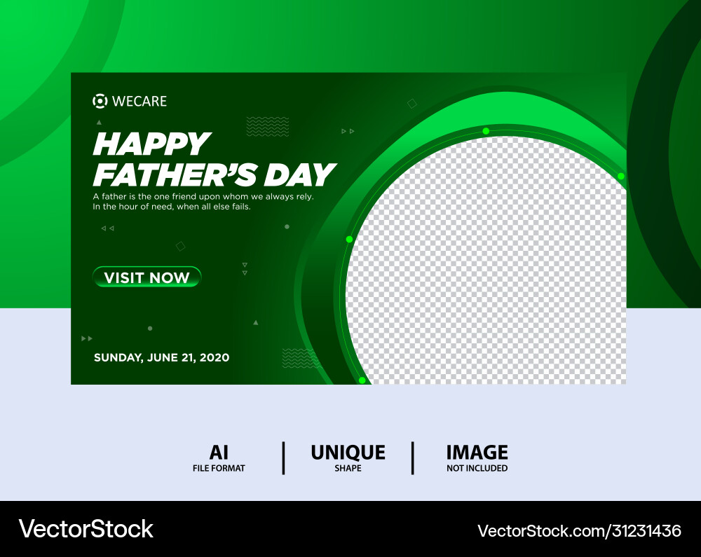 Green color fathers day web banner design Vector Image