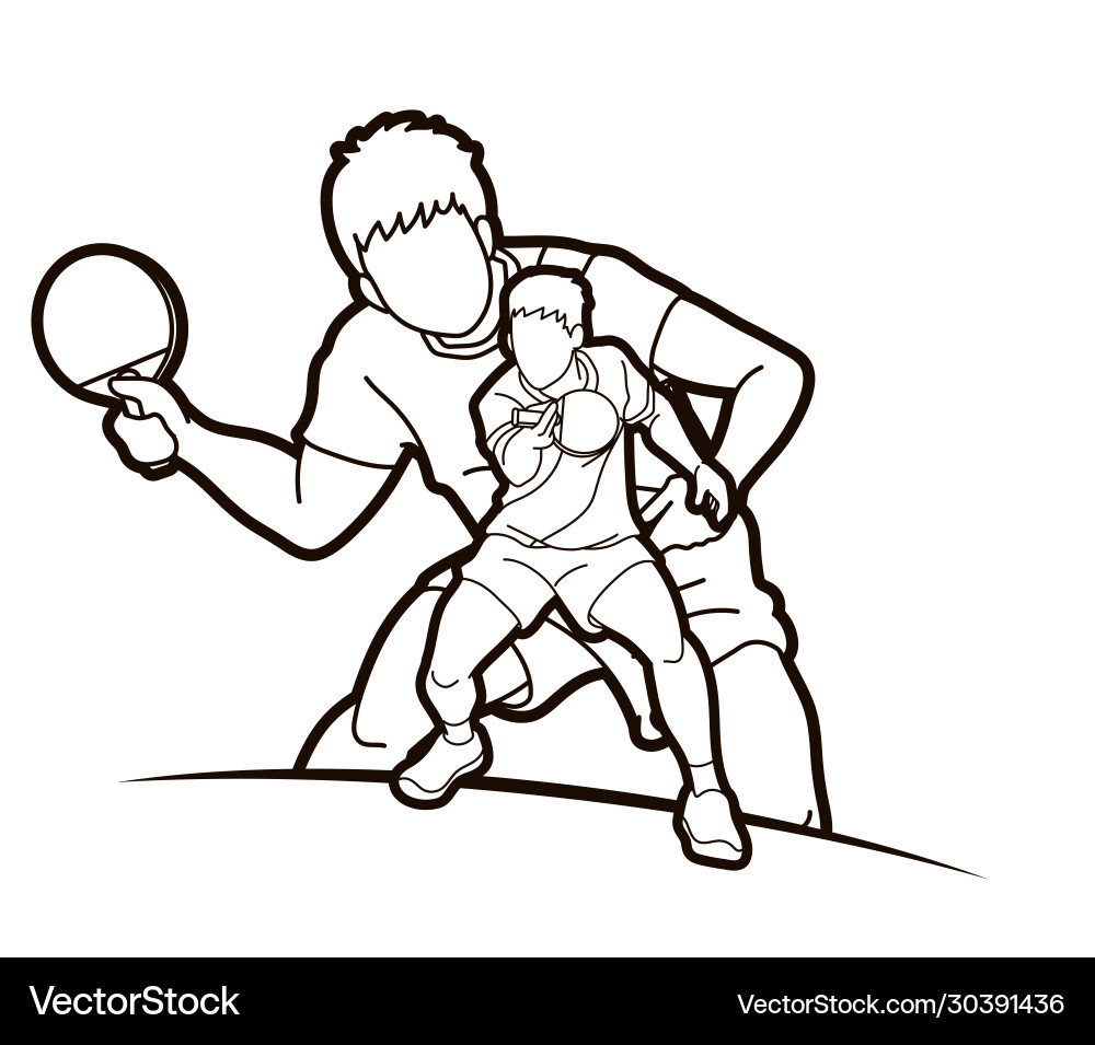 Group ping pong players table tennis Royalty Free Vector