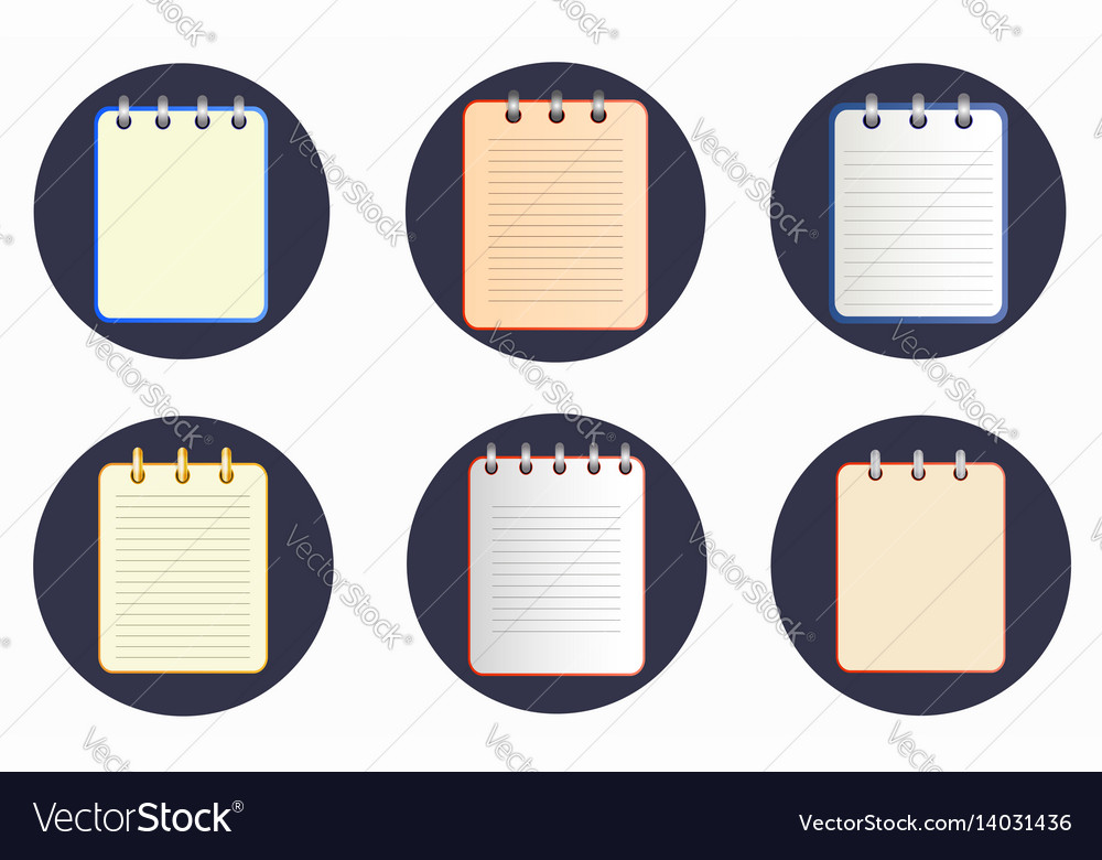 Icon of notebook in six variations on the dark Vector Image