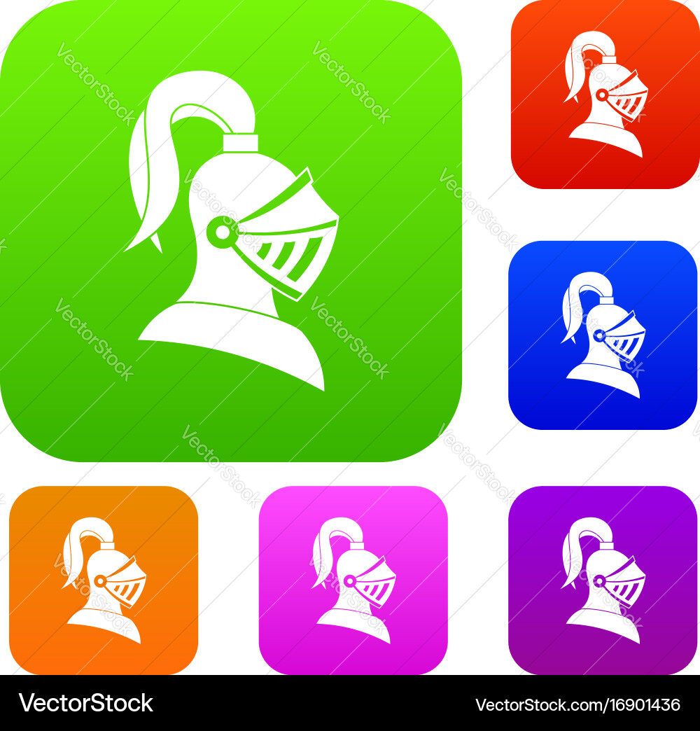 Medieval helmet set collection Royalty Free Vector Image