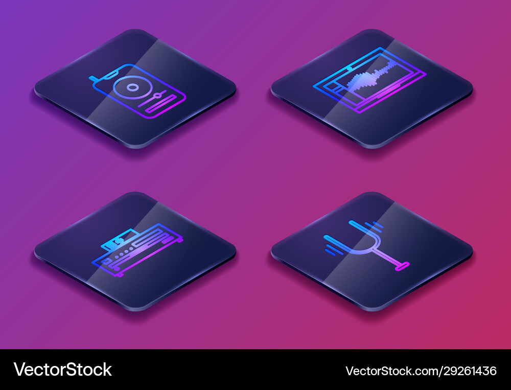 Set isometric line music player music cd player Vector Image