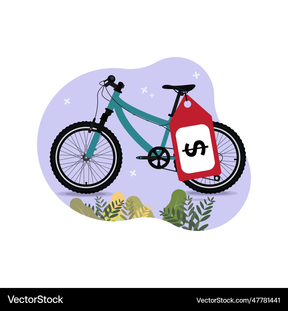 Bicycle with price tag graphic design Royalty Free Vector