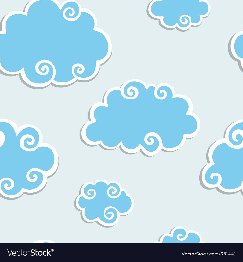 Blue clouds with white border seamless pattern Vector Image