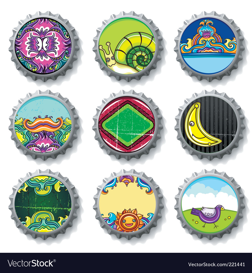Bottle caps set Royalty Free Vector Image - VectorStock