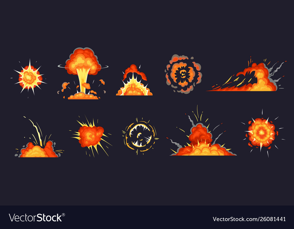 Cartoon explosion exploding bomb atomic explode Vector Image