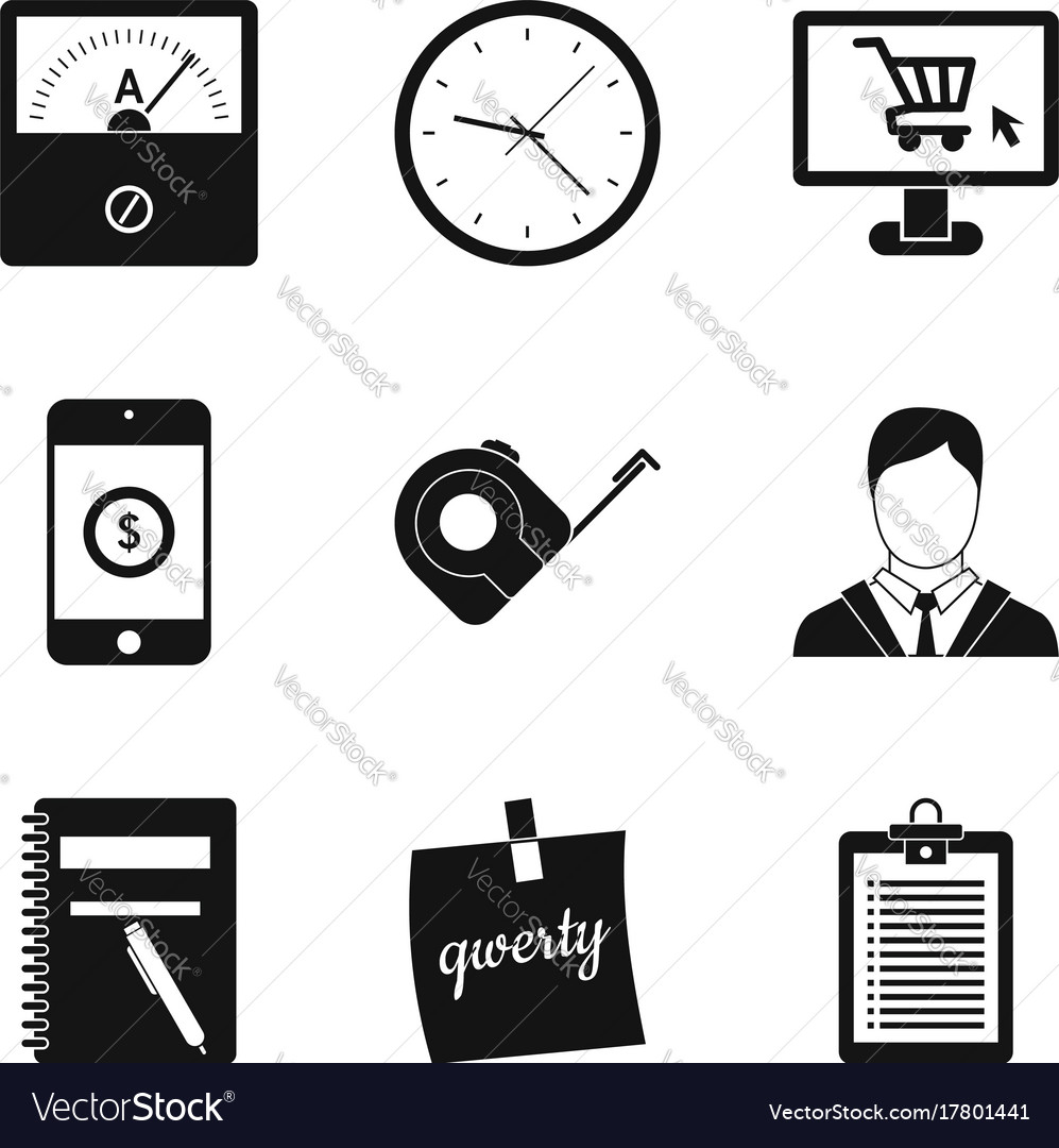 Computation icons set simple style Royalty Free Vector Image